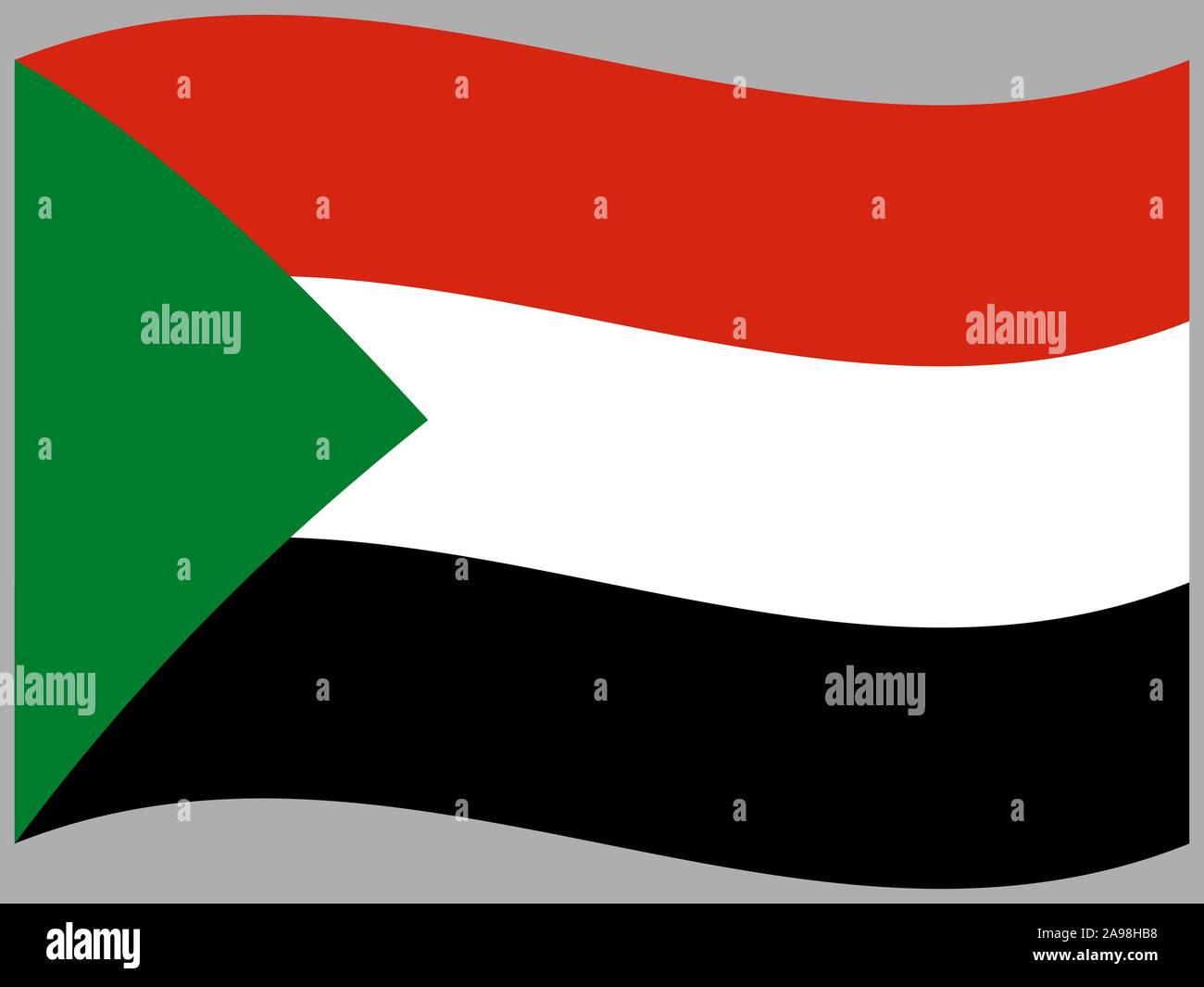 Beautiful national flag of Republic of the Sudan. original colors and ...