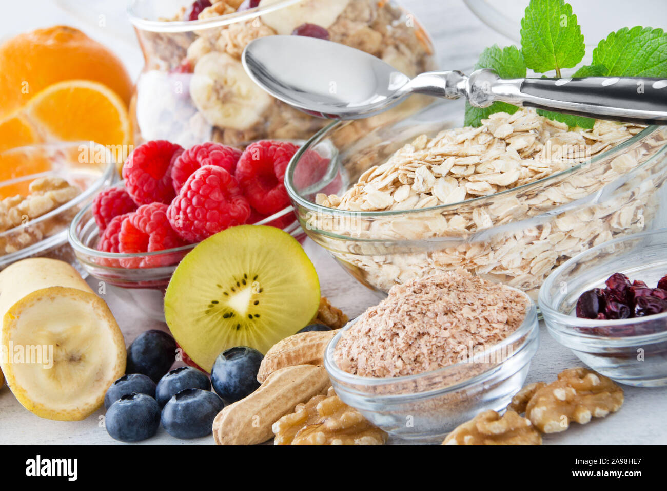 Breakfast muesli cereals and wheat bran Stock Photo - Alamy