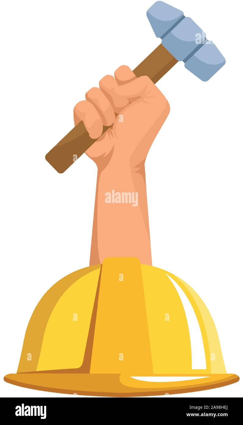safety helmet and hand holding a hammer Stock Vector Image & Art - Alamy