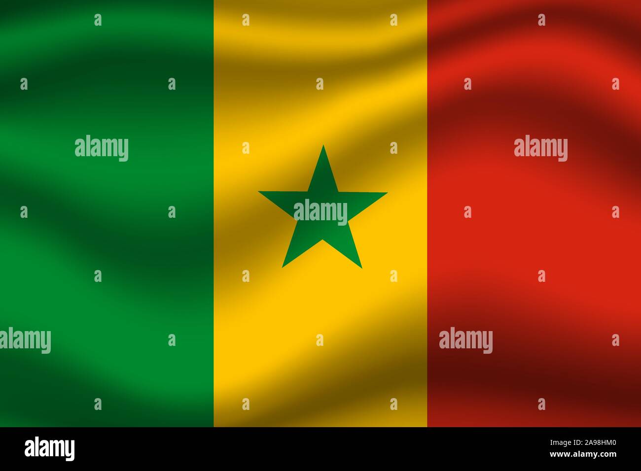 Beautiful national flag of Republic of Senegal. original colors and ...