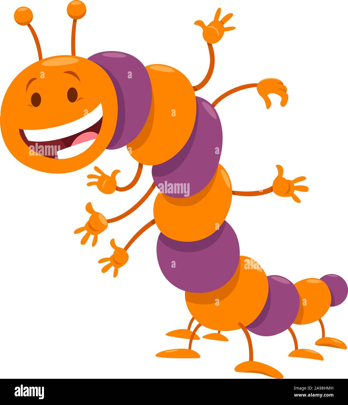 Cartoon Illustration of Funny Caterpillar Insect Comic Animal Character ...
