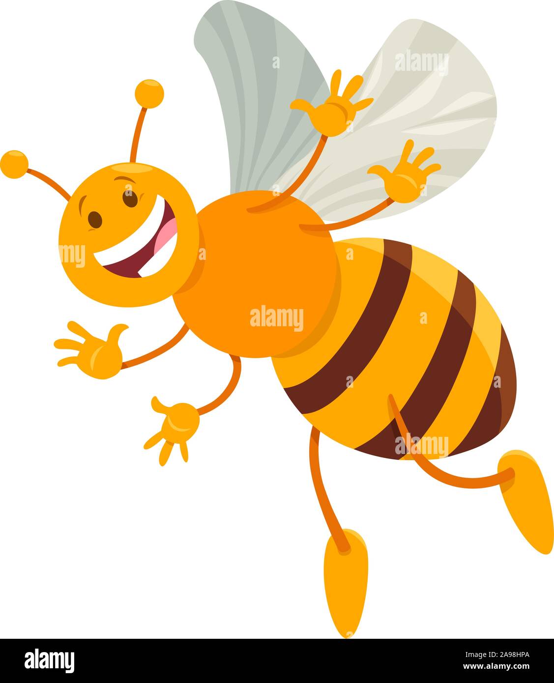 Cartoon Illustration of Funny Honey Bee Insect Comic Animal Character ...