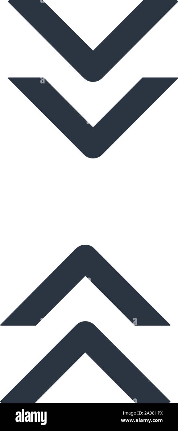 Double Chevron Arrows directed vertically towards each other. Stock ...