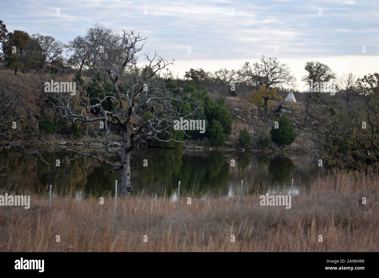 Landscape view of a Ranch with Pond Stock Photo - Alamy