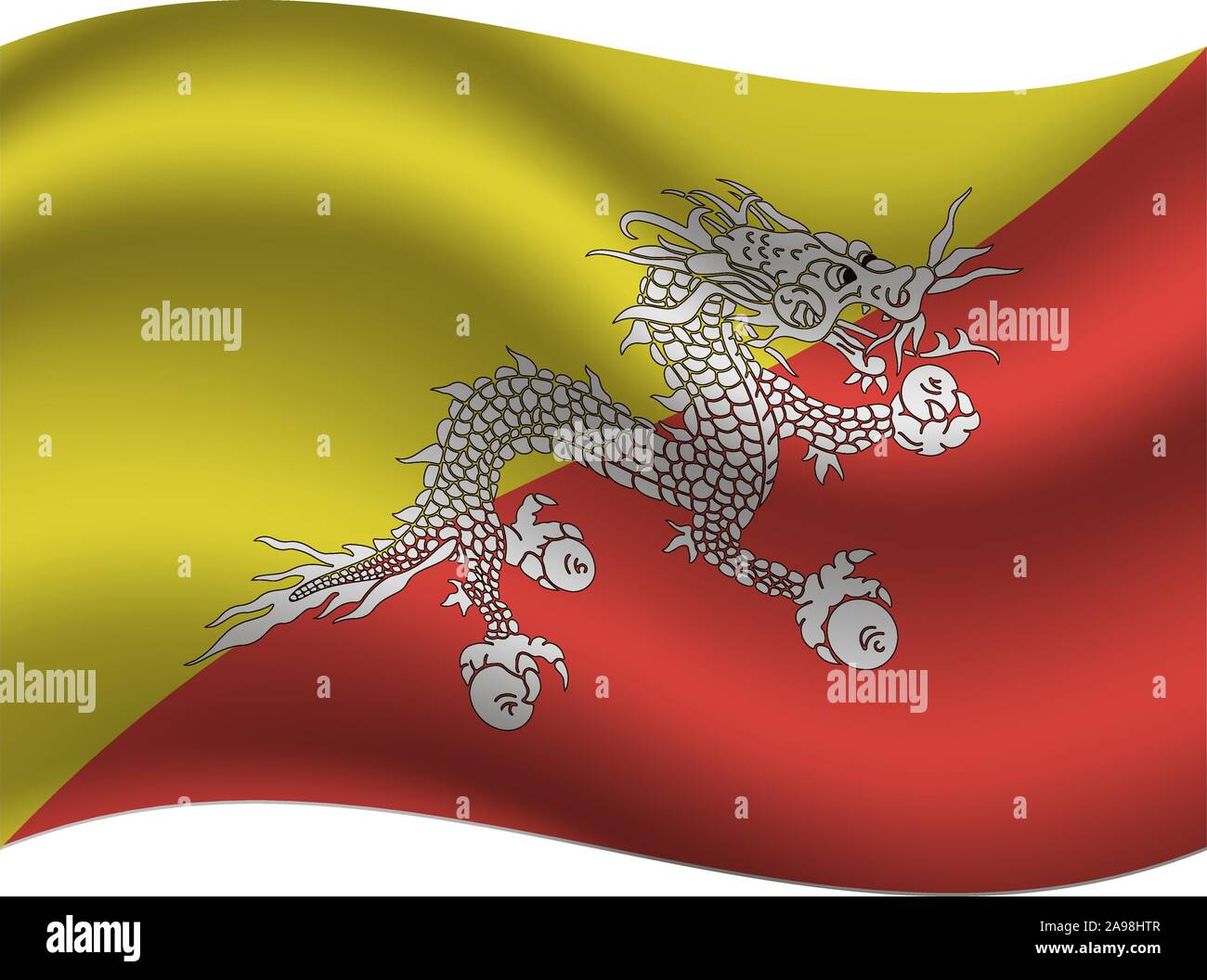 National flag of Kingdom of Bhutan . original colors and proportion ...