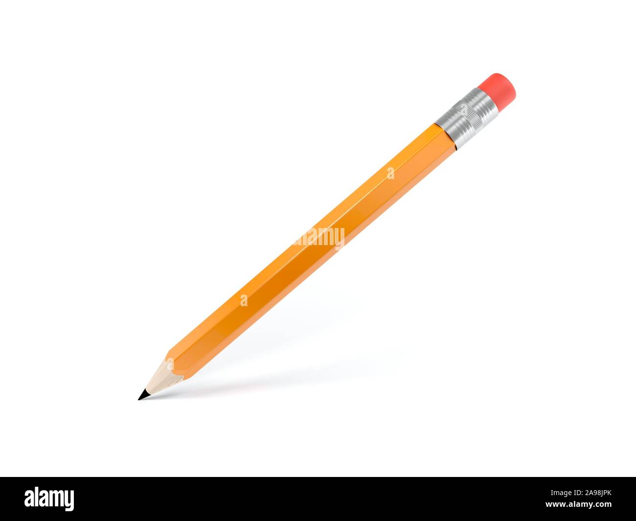 Orange pencil isolated on white background. Eraser Stock Photo - Alamy