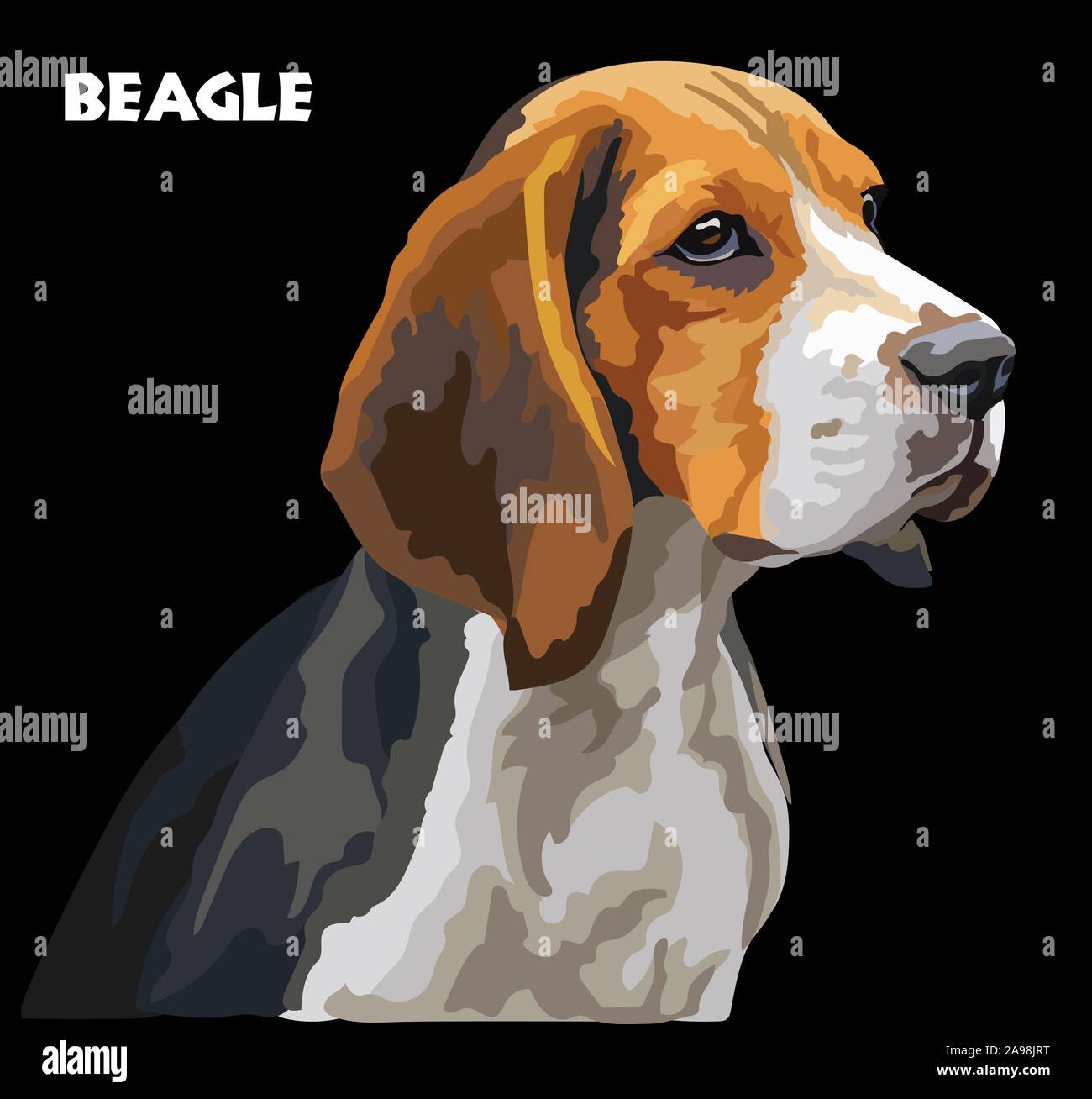 Colorful Beagle vector drawing portrait. Isolated vector illustration ...