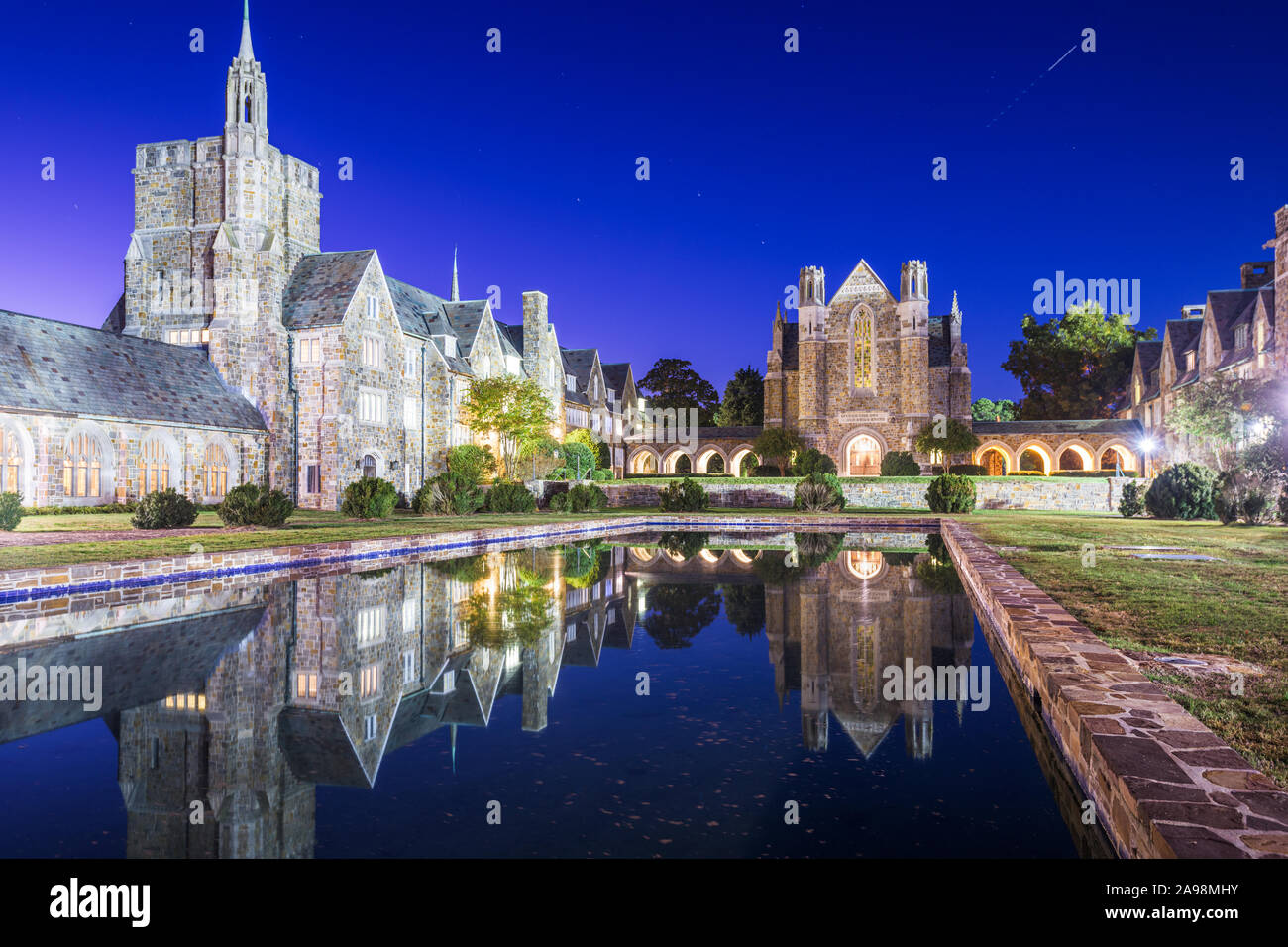 Berry College historic campus at twilight in Floyd County, Georgia, USA ...