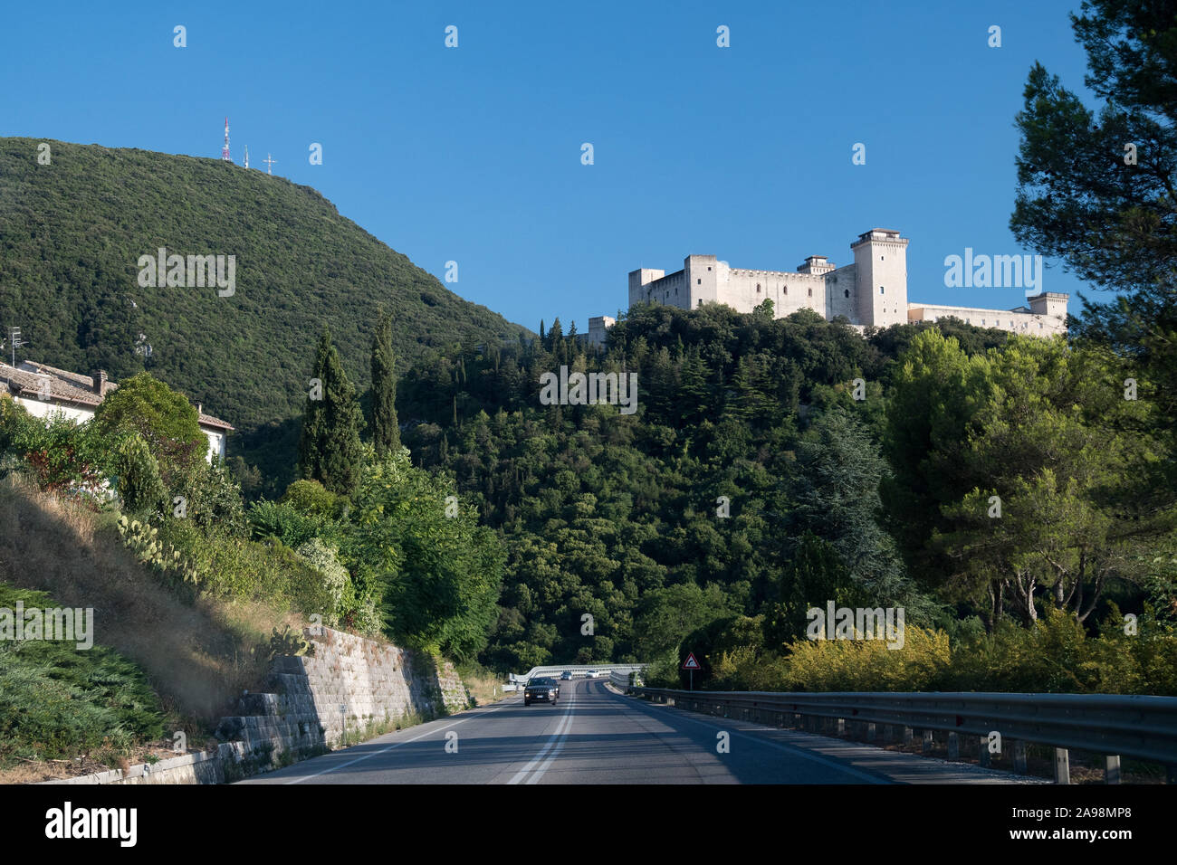 Medieval La Rocca Albornoziana (Spoleto Castle) in historic centre of Spoleto, Umbria, Italy ...