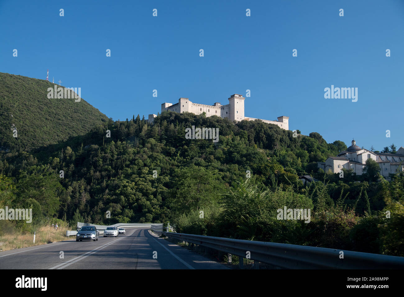 Medieval La Rocca Albornoziana (Spoleto Castle) in historic centre of Spoleto, Umbria, Italy ...