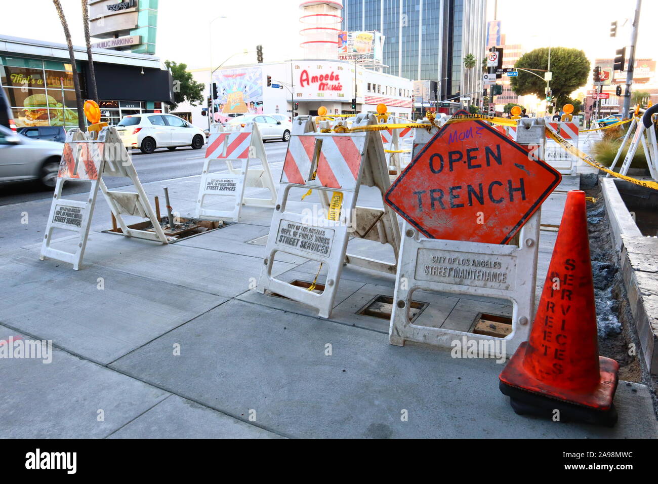 Los Angeles, Department of Public Works, Street Service trench barrier ...