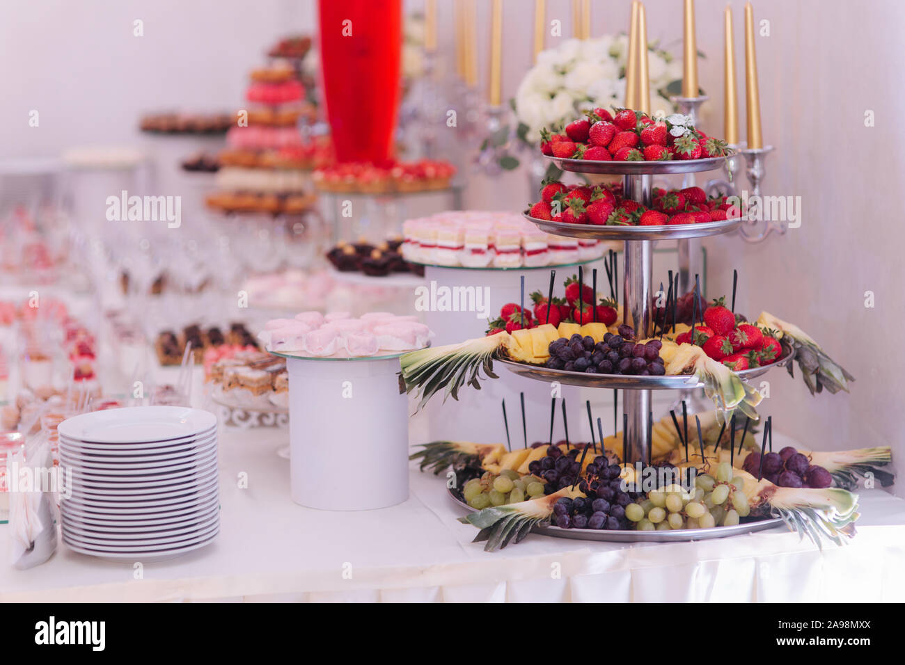 Sweet desert on the table. Different desserts on candy bar Stock Photo ...
