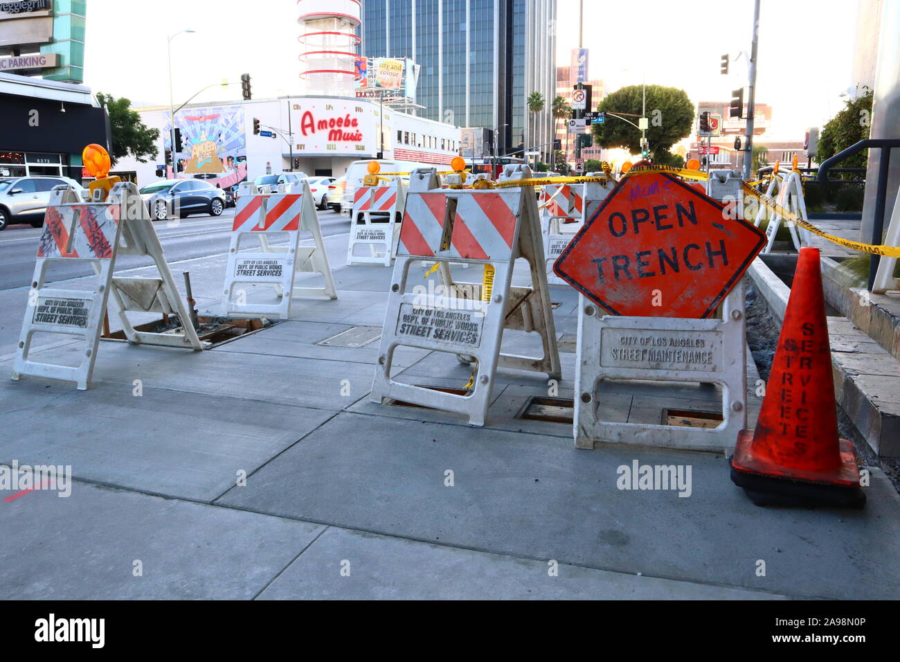 Los Angeles, Department of Public Works, Street Service trench barrier ...
