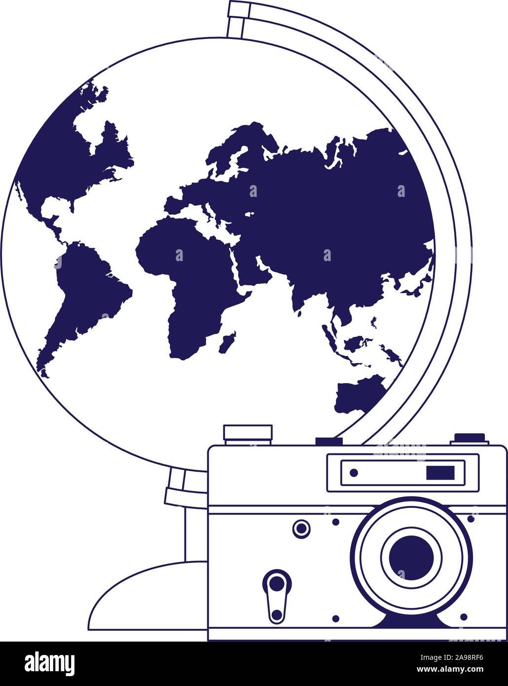 earth globe and photographic camera icon Stock Vector Image & Art - Alamy