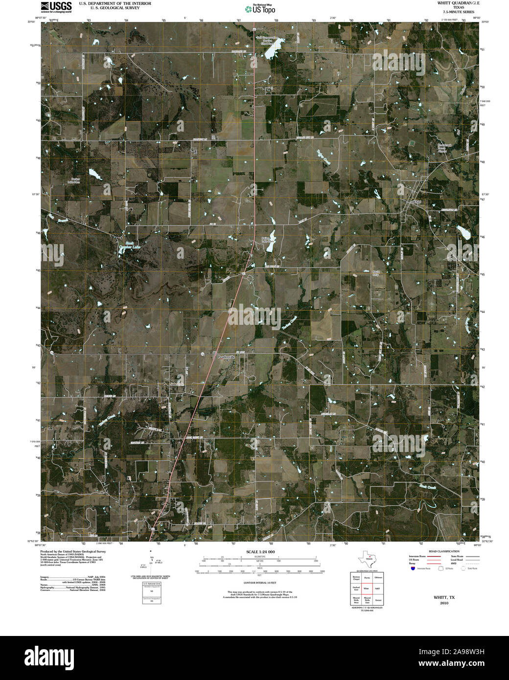 USGS TOPO Map Texas TX Whitt 20100319 TM Stock Photo - Alamy