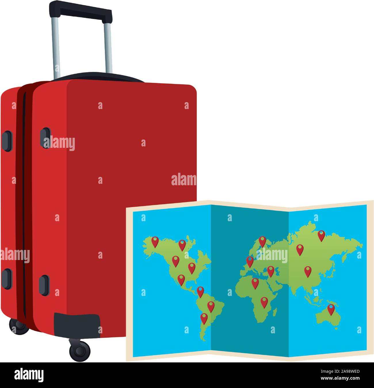 world map and travel luggage, flat design Stock Vector Image & Art - Alamy