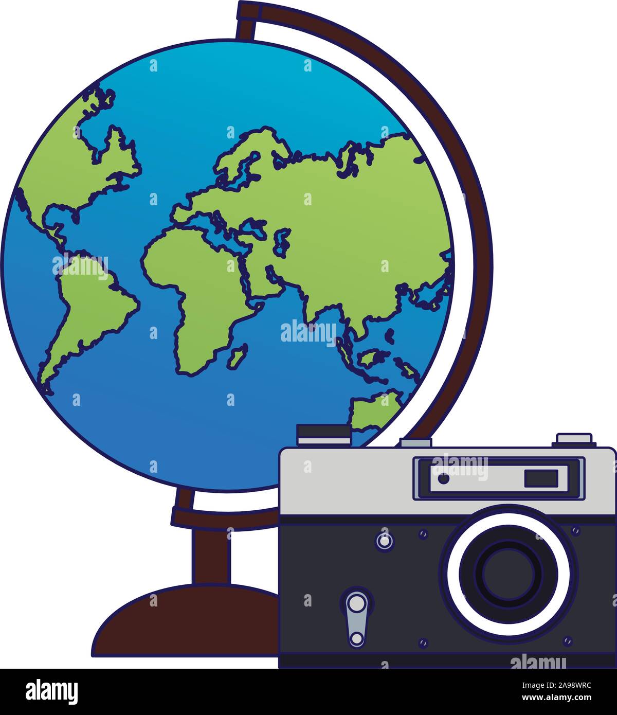 earth globe and photographic camera icon Stock Vector Image & Art - Alamy