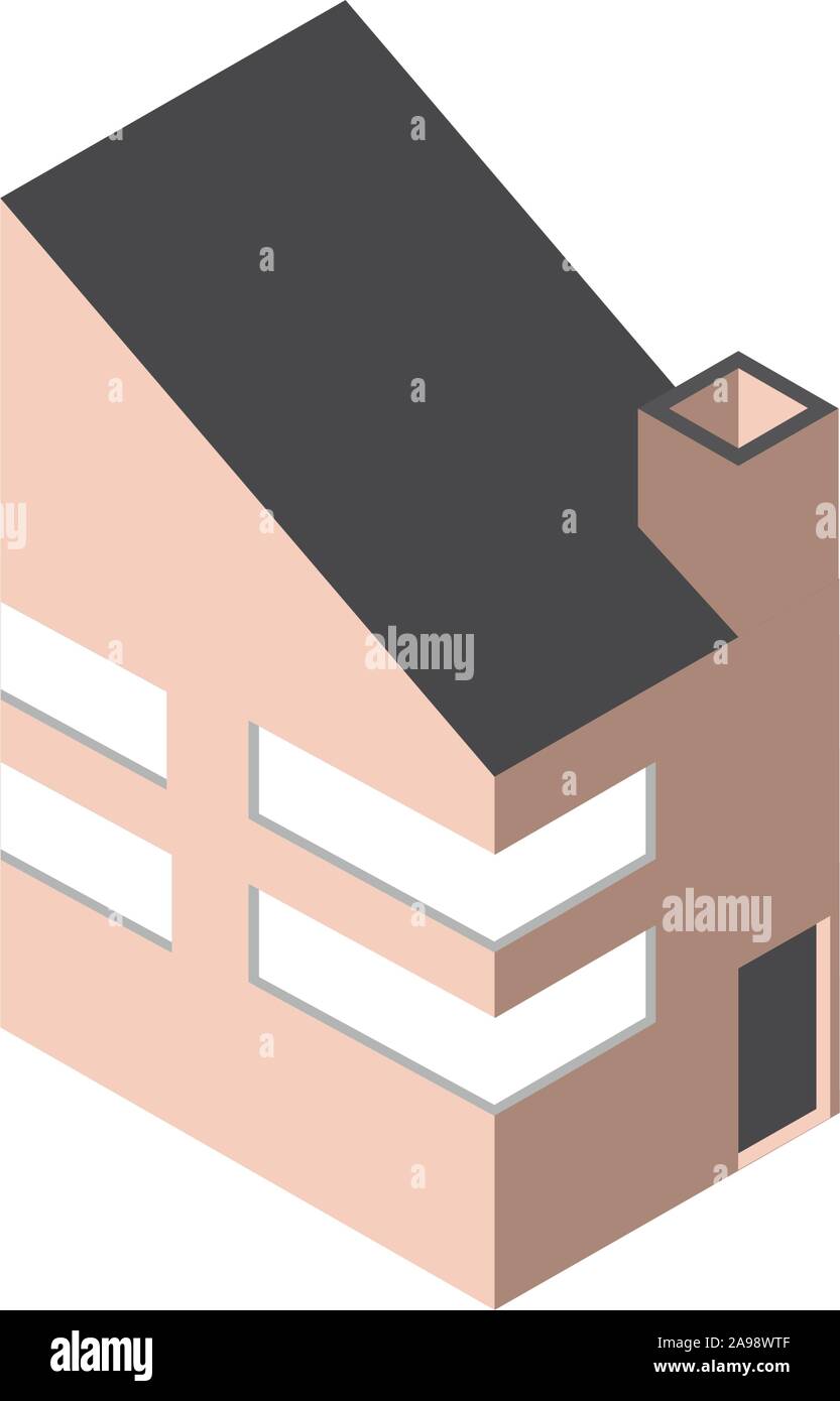 modern block building isometric style vector illustration Stock Vector ...