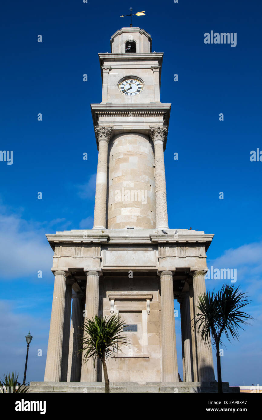 The historic Clock Tower in Herne Bay in Kent, UK. It is one of the ...