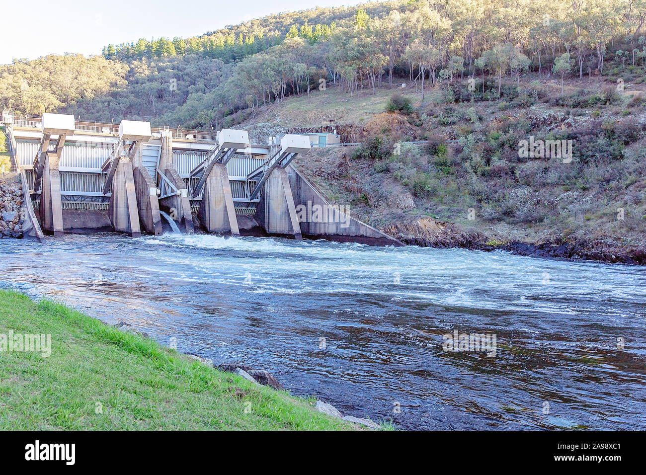 Dam conserving water on the upper reaches of the Murray River In ...