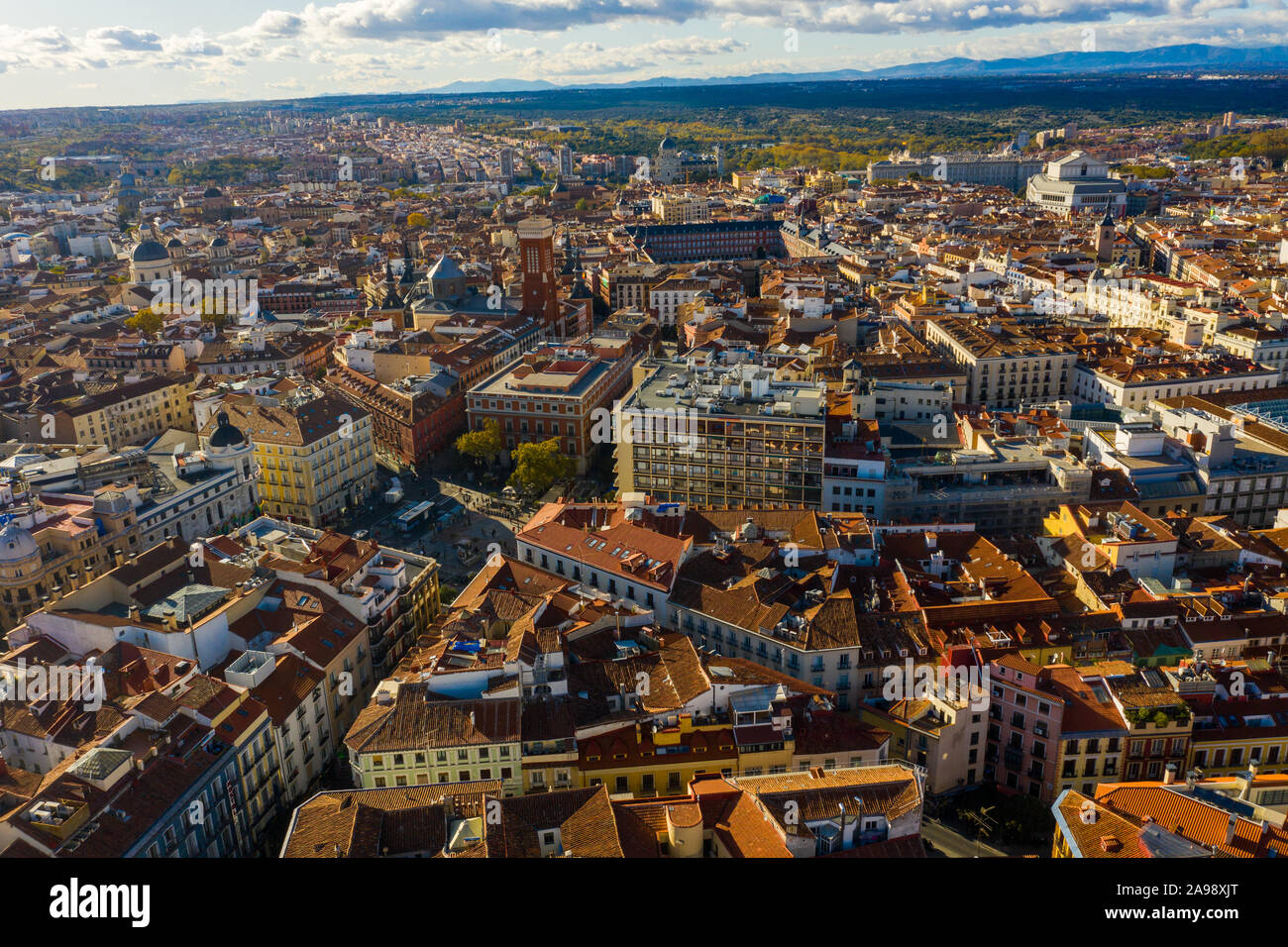 Aerial including the Plaza Mayor, Madrid, Spain Stock Photo - Alamy