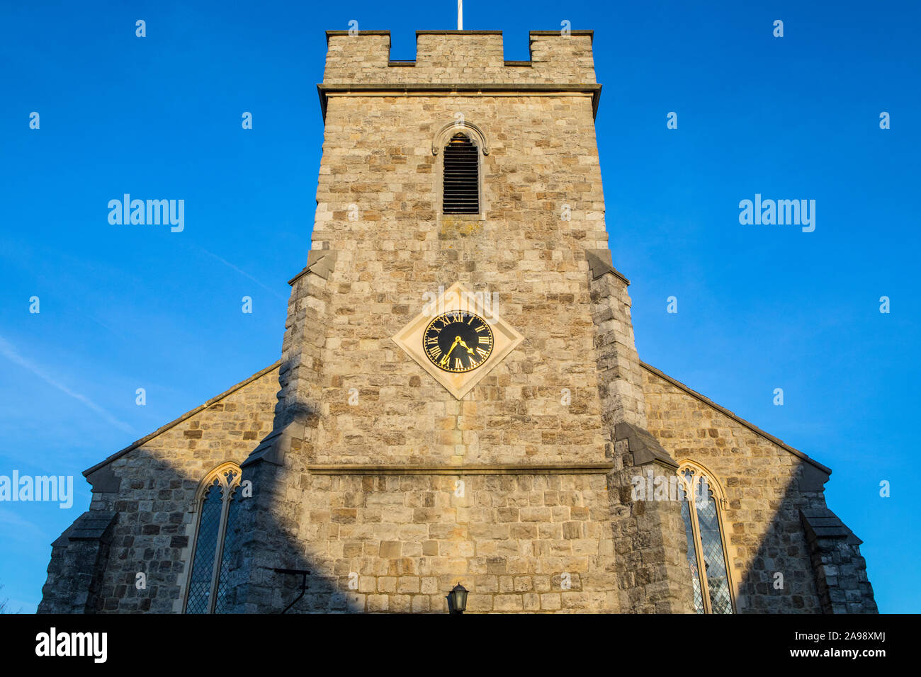 A view of St. Alphege Church in the seaside town of Whitstable in Kent ...