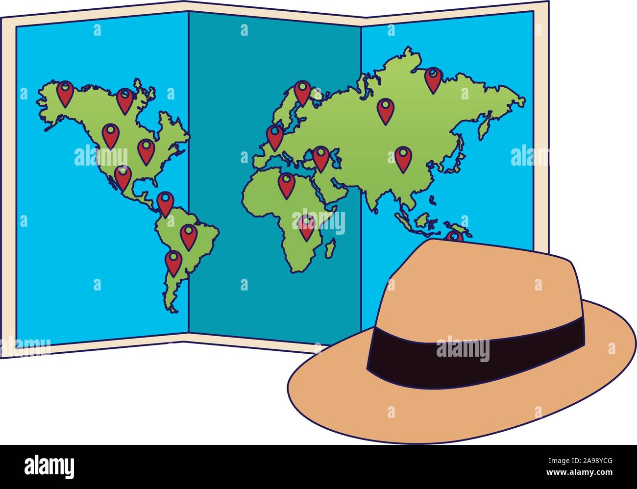 world map and hat accessory Stock Vector Image & Art - Alamy