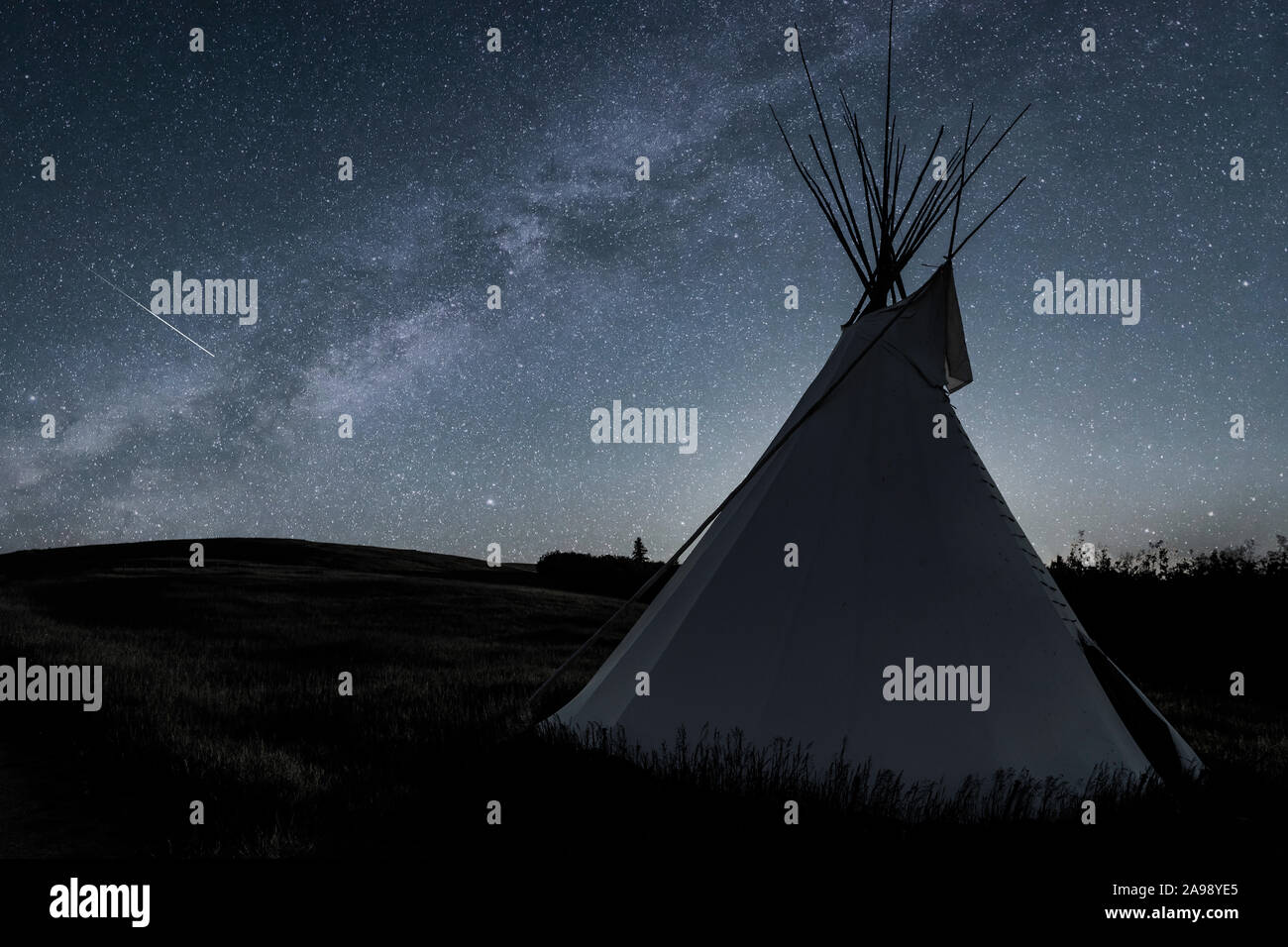 First Nations Teepee (tipi) with the Milky Way in the background ...