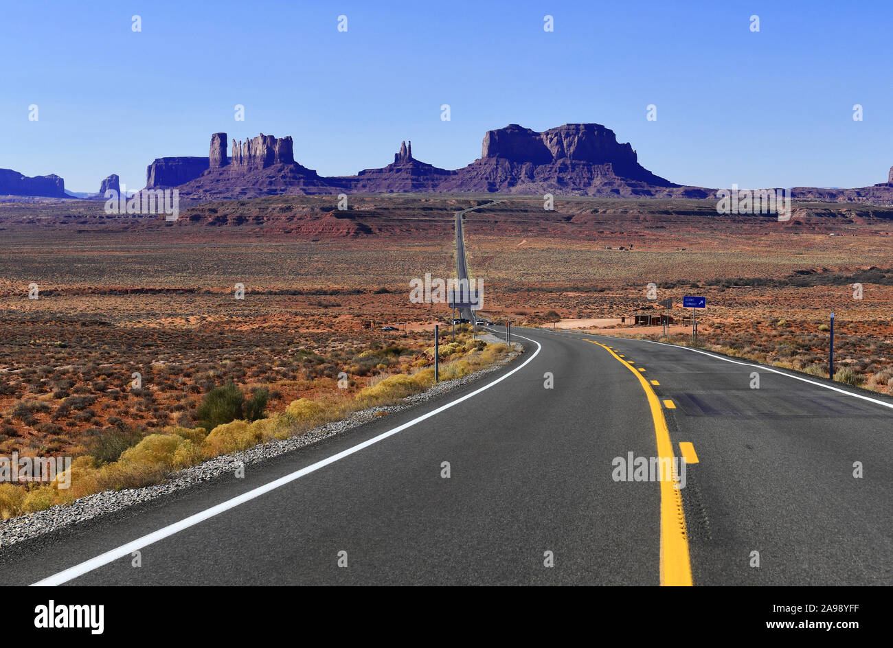 The Red rock desert landscape of Monument Valley, Navajo Tribal Park in ...