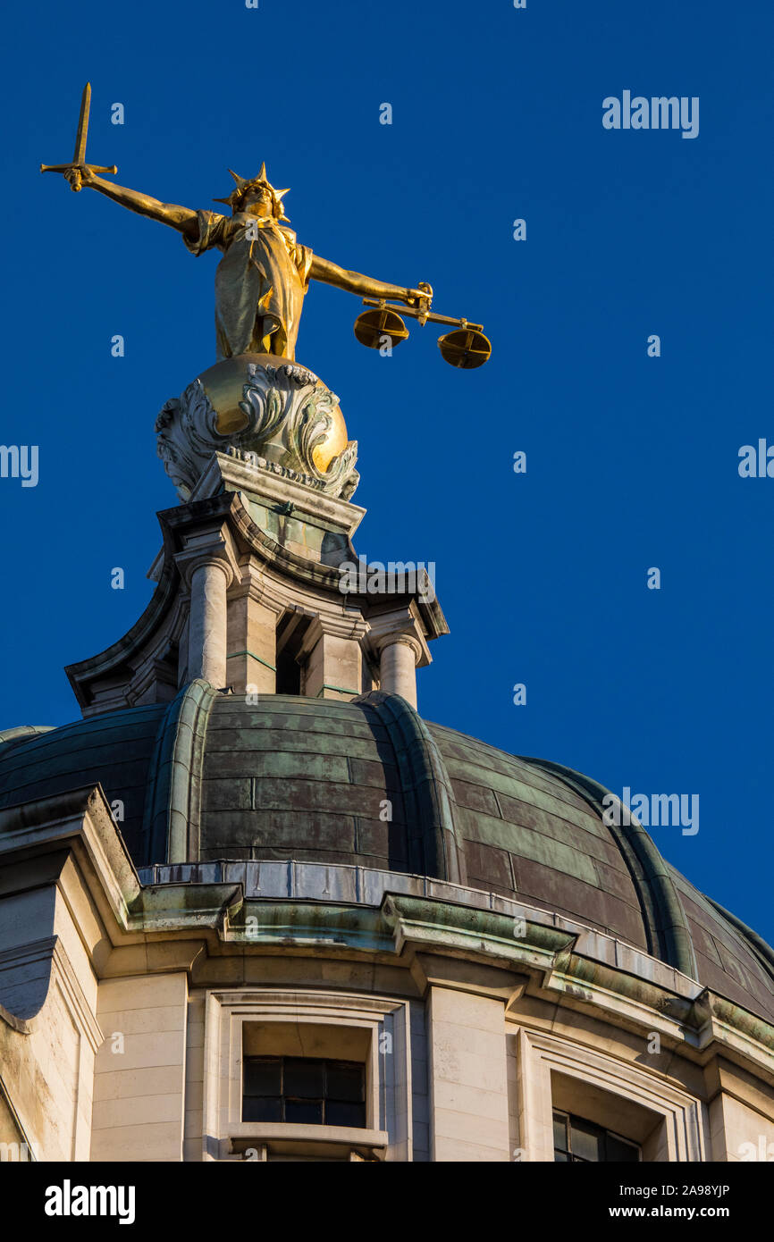 A view of the Lady Justice statue located on top of the Central ...