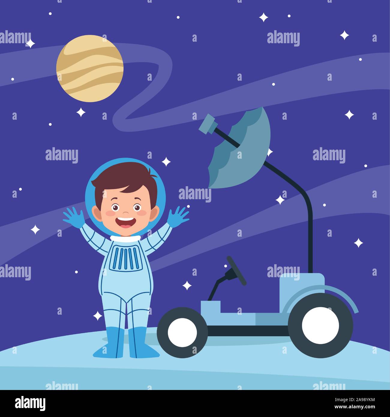 cartoon astronaut boy and space car Stock Vector Image & Art - Alamy