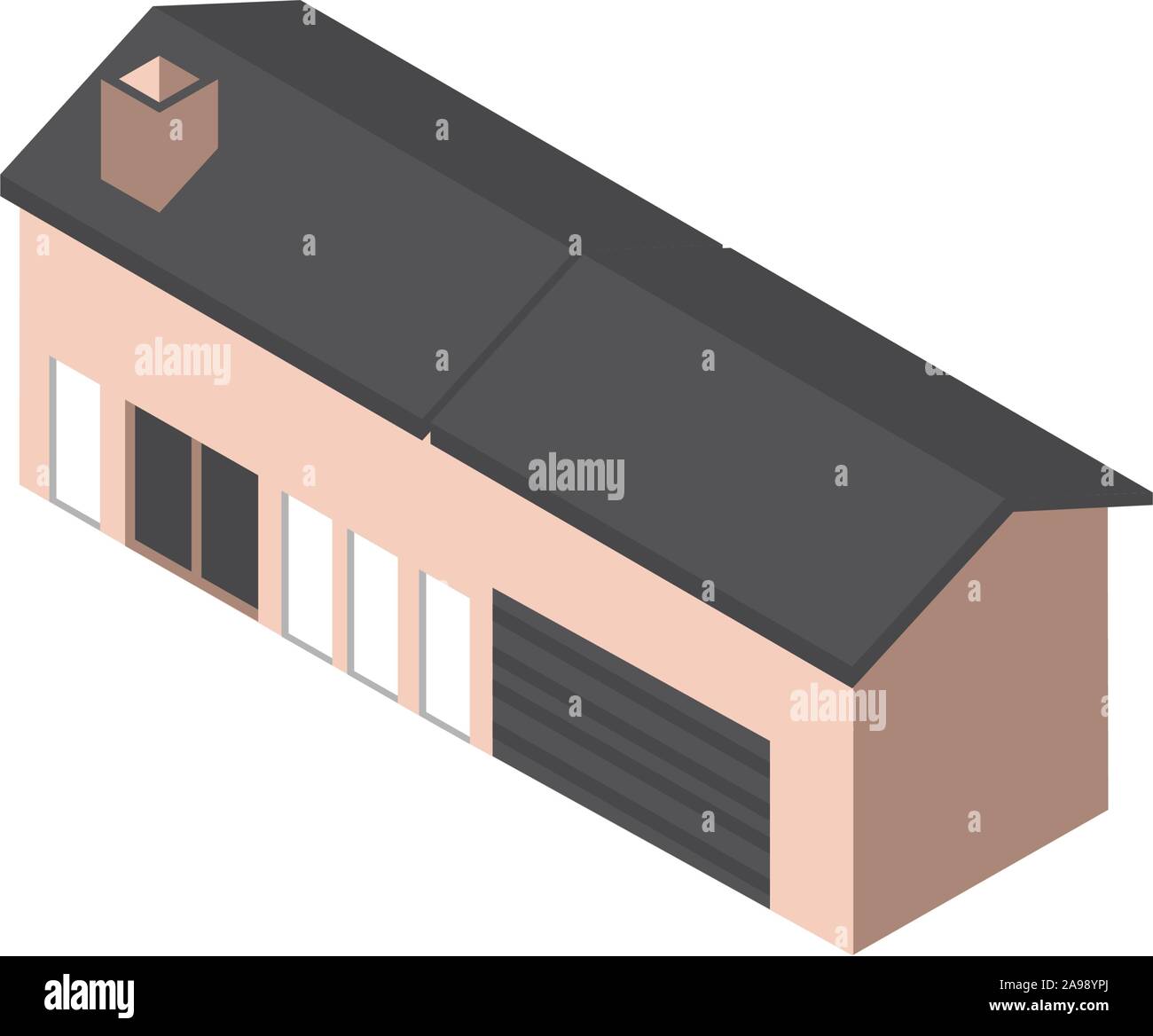 building industrial warehouse commerce isometric style vector ...