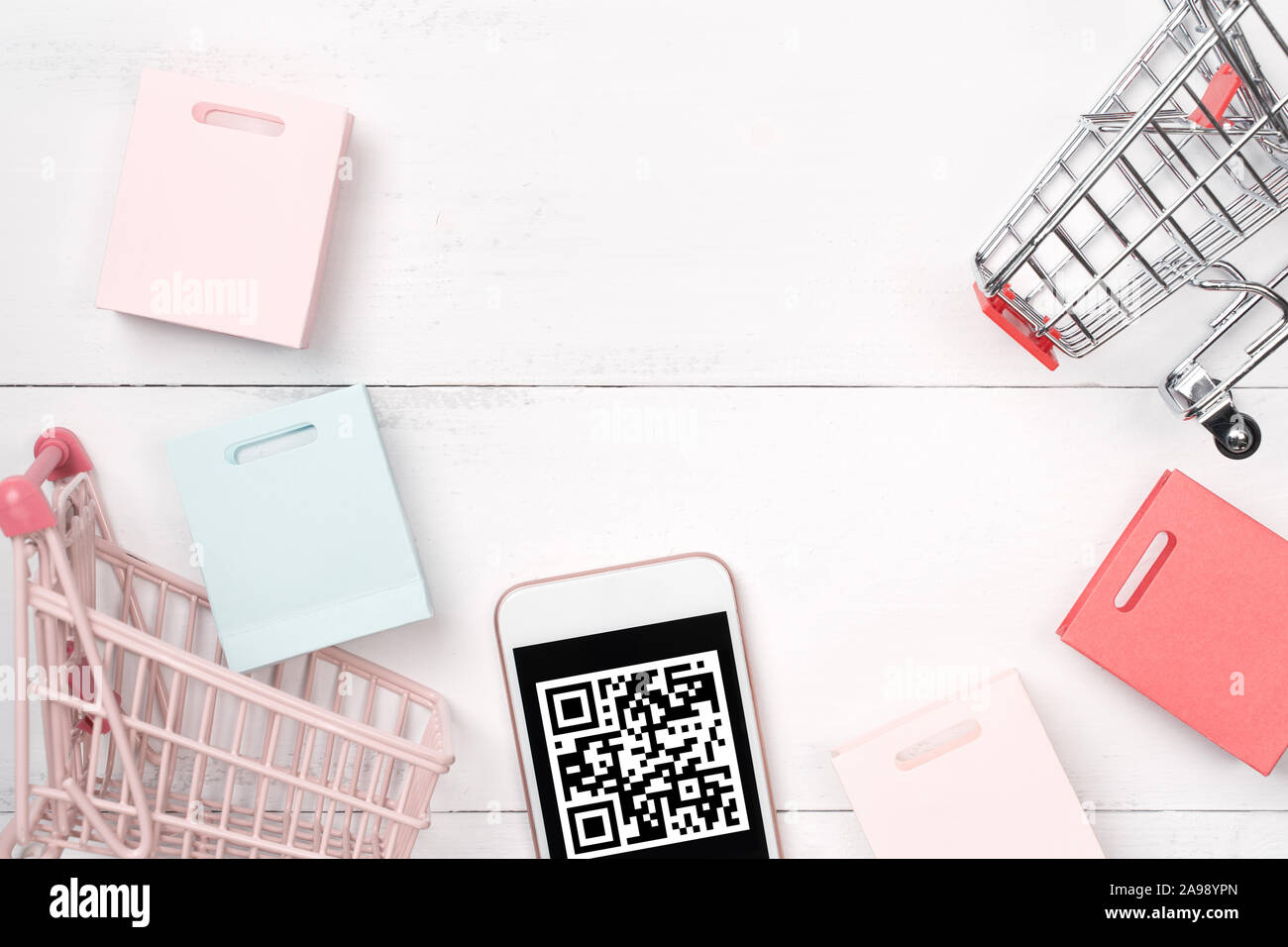 Abstract online shopping,mobile payment with QR code design concept ...