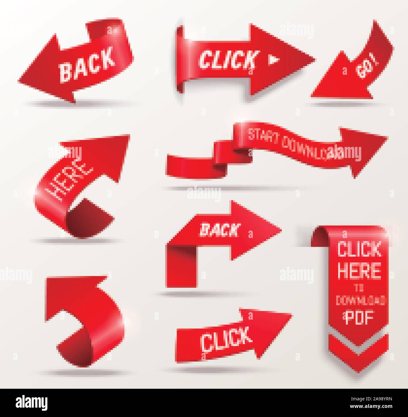 Red arrow set collection design elements in 3d illustration Stock ...