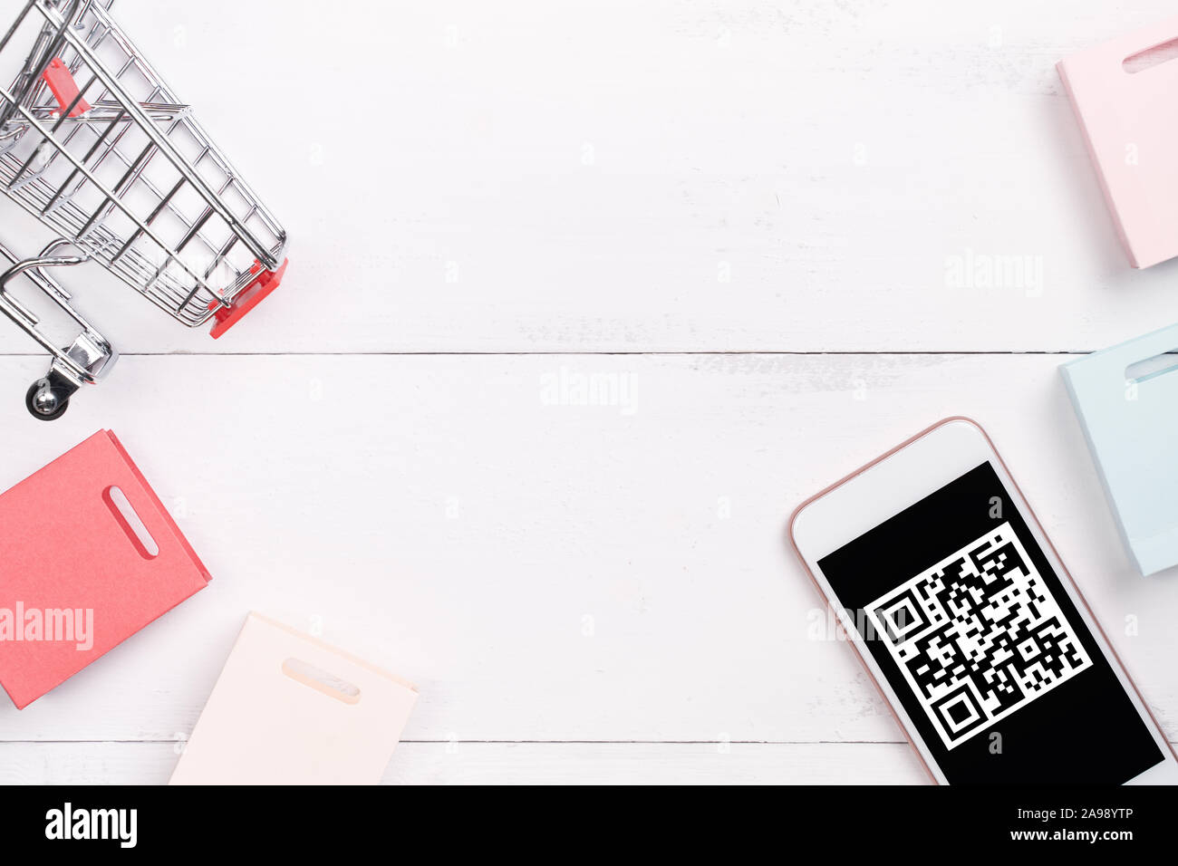 Abstract online shopping,mobile payment with QR code design concept ...