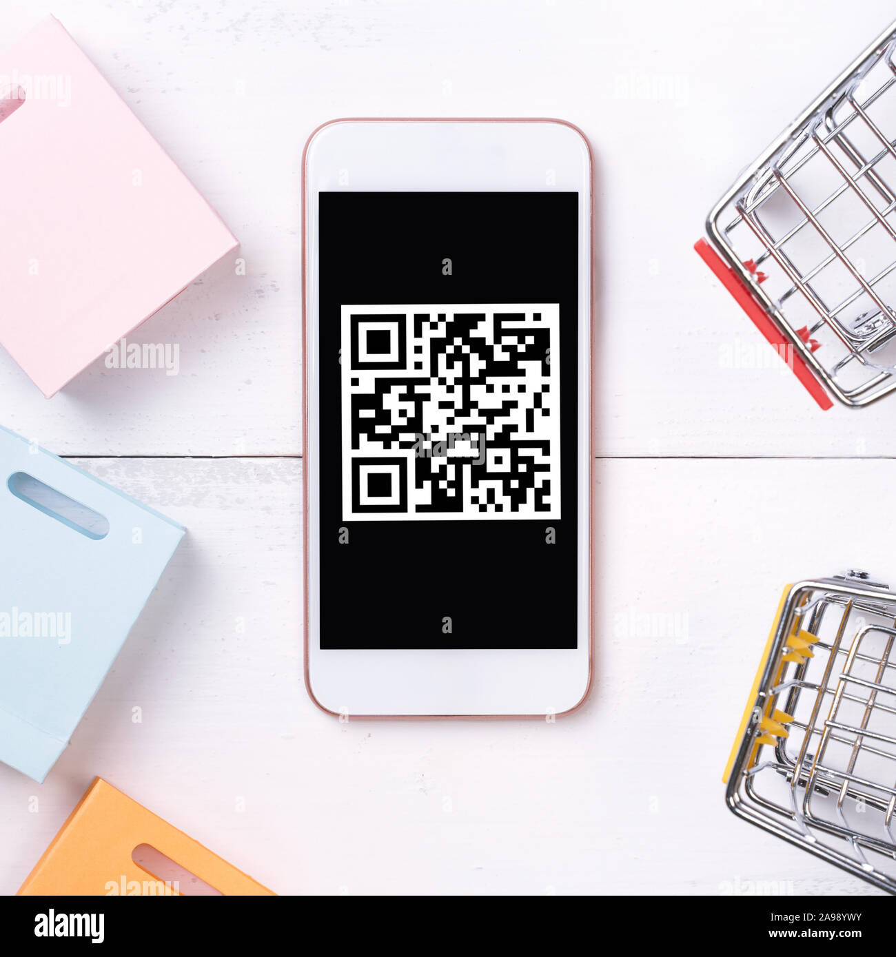 Abstract online shopping,mobile payment with QR code design concept ...