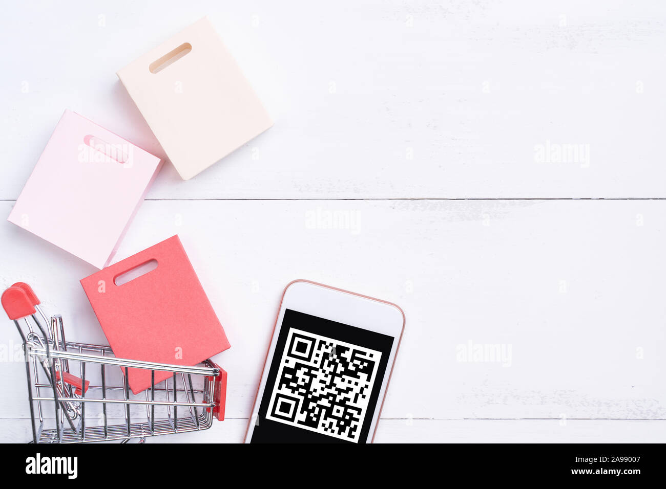 Abstract online shopping,mobile payment with QR code design concept ...