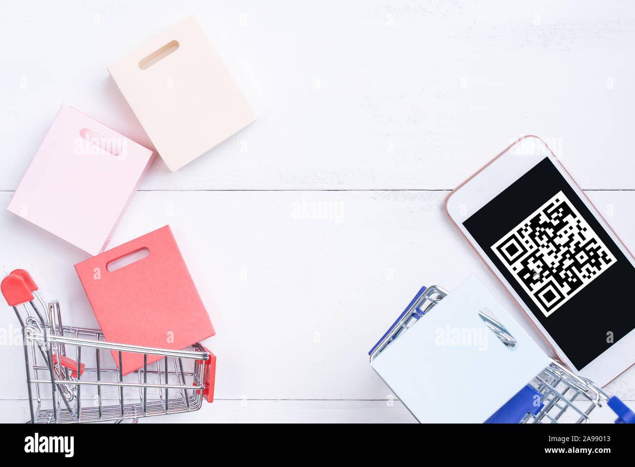 Abstract online shopping,mobile payment with QR code design concept ...