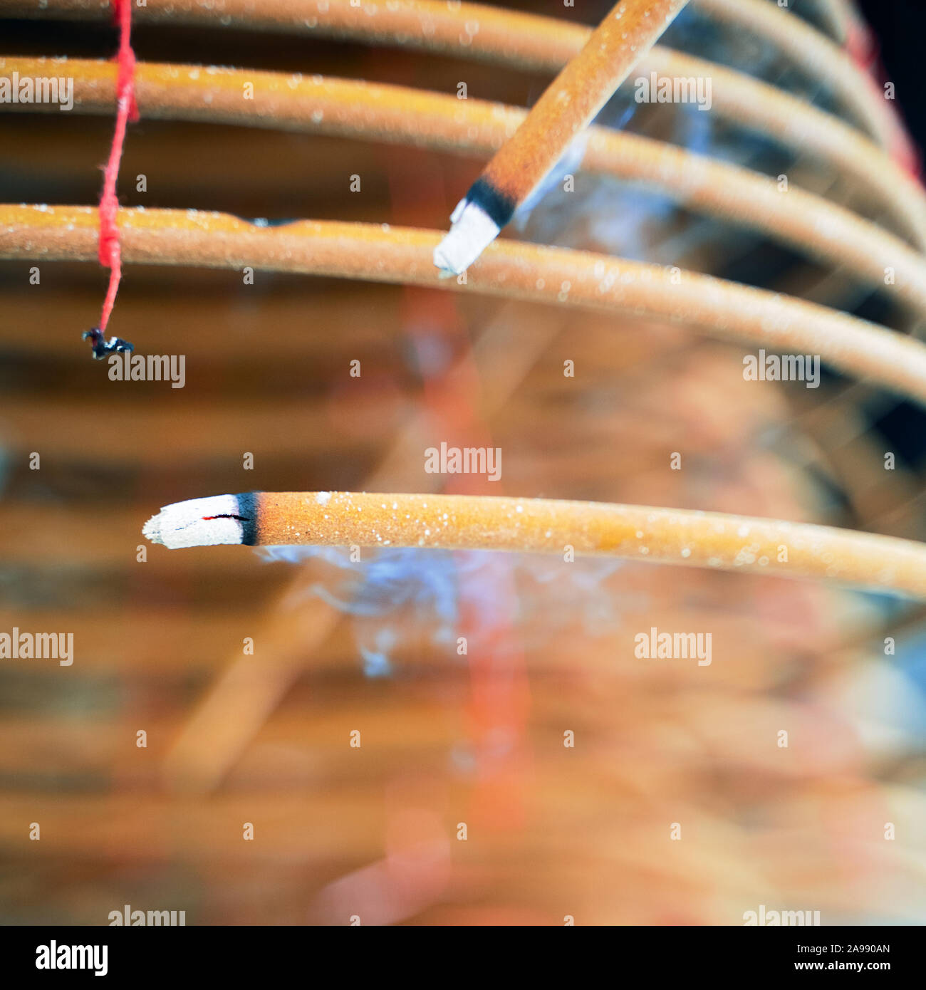 Burned coil swirl incense in Macau (Macao) temple,traditional Chinese ...
