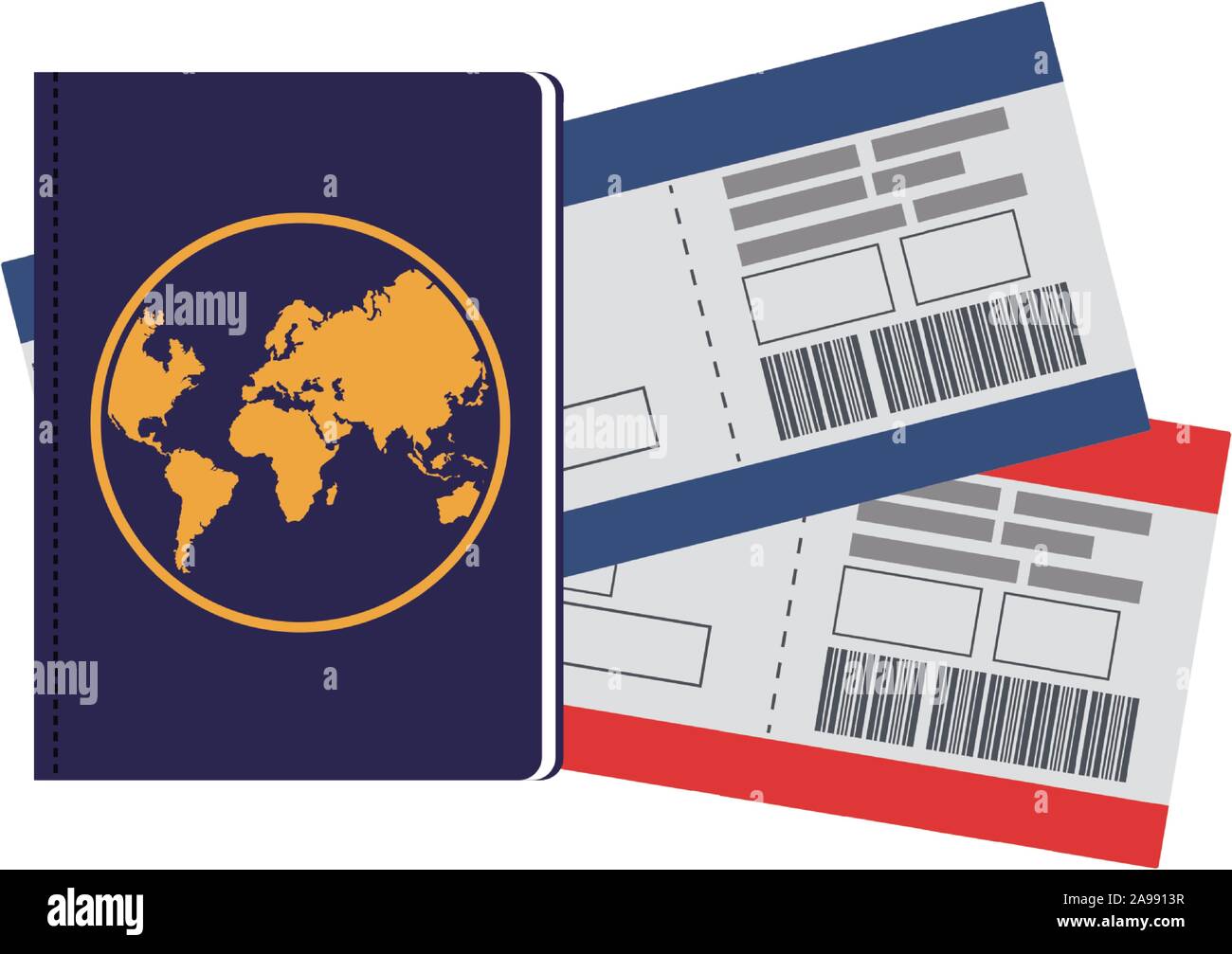 passport and flight passboards, flat design Stock Vector Image & Art ...