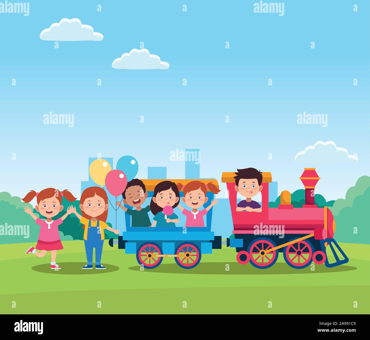 Kids family wagon Stock Vector Images - Alamy