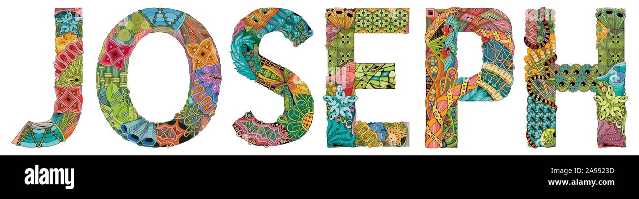 Male name JOSEPH. Vector decorative zentangle object Stock Vector Image ...