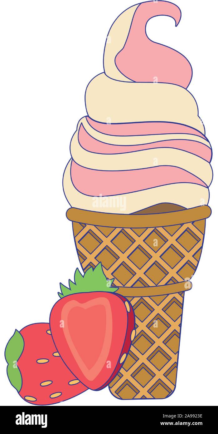 strawberry ice cream cone icon Stock Vector Image & Art - Alamy