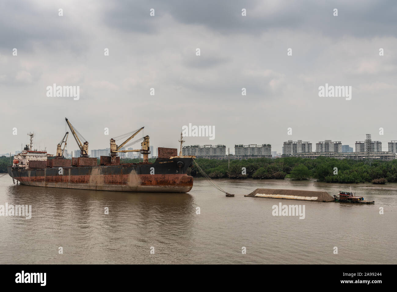 Ho Chi Minh City, Vietnam - March 12, 2019: Song Sai Gon river ...