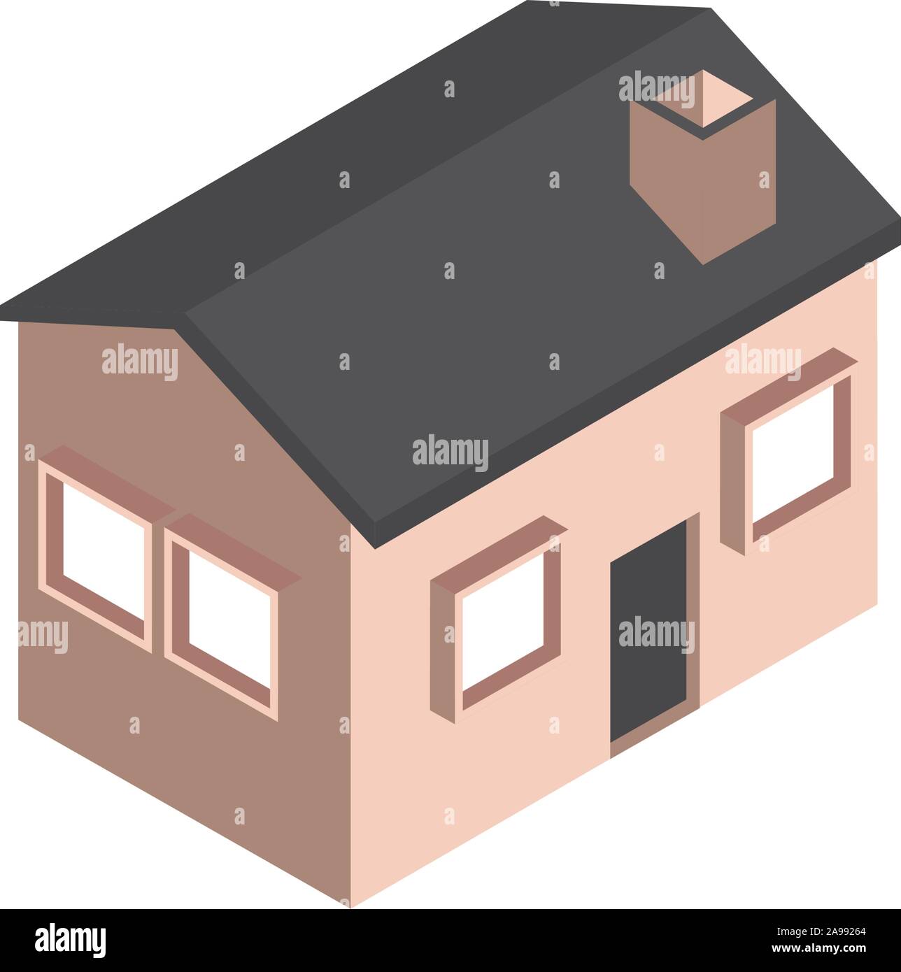 house with chimney building isometric style vector illustration Stock ...