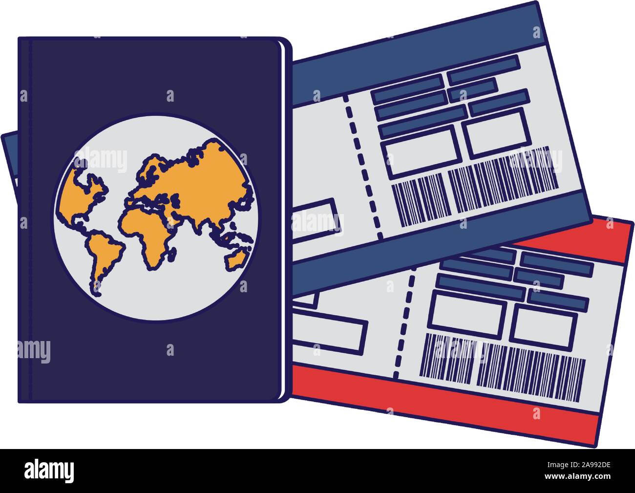 passport and flight passboards, flat design Stock Vector Image & Art ...