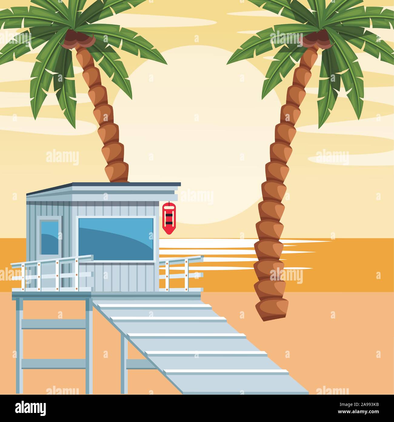 beach colorful design with lifeguard tower Stock Vector Image & Art - Alamy