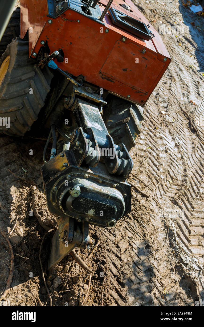 Tractor used for pipeline earthworks a digging a ground earth with ...