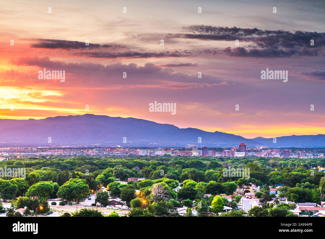 Albuquerque, New Mexico, USA downtown cityscape at twilight Stock Photo ...