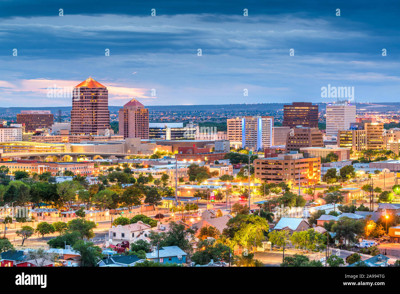 Albuquerque, New Mexico, USA downtown cityscape at twilight Stock Photo ...